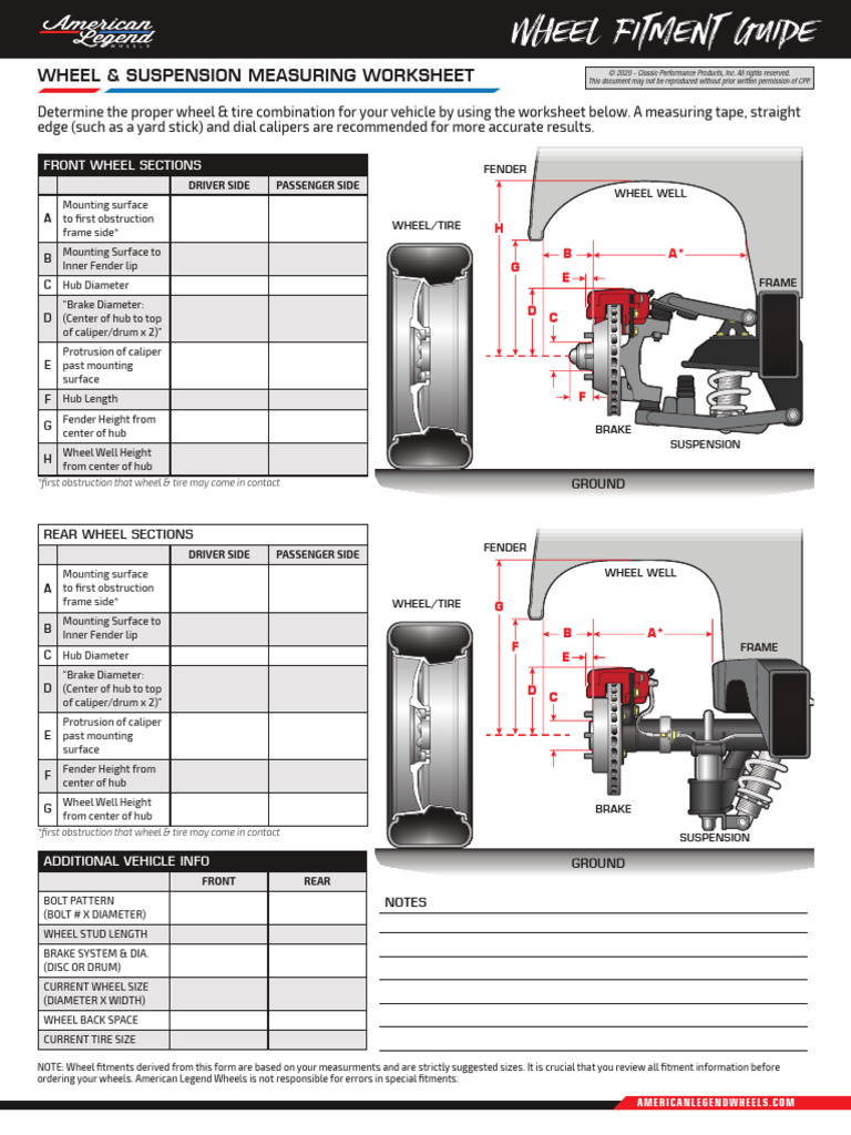 Wheel & Tire Fitment Worksheet | PDF | Brake | Wheel