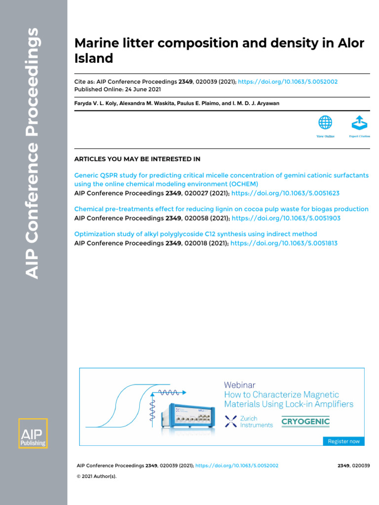 AIP Marine Litter Alor 2021 | PDF | Waste | Environmental Science
