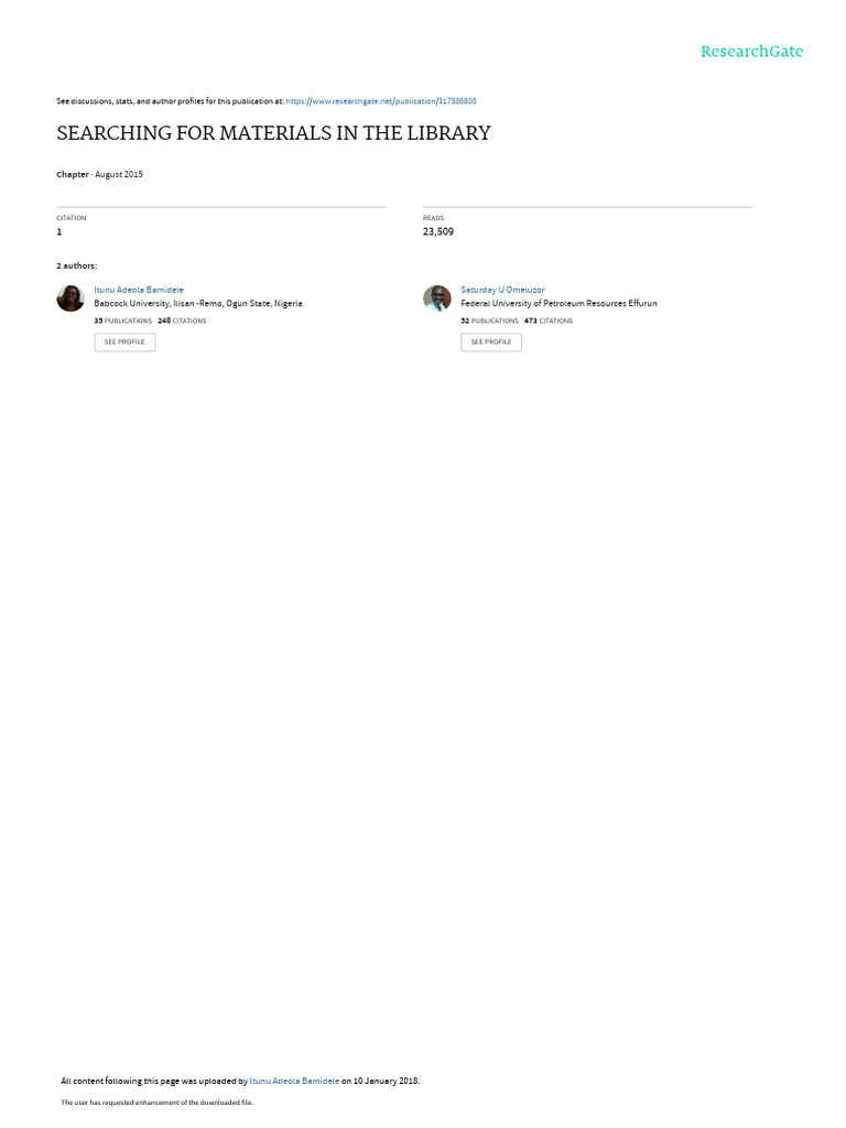 Searching For Materials in The Library: August 2015 | PDF | Libraries ...