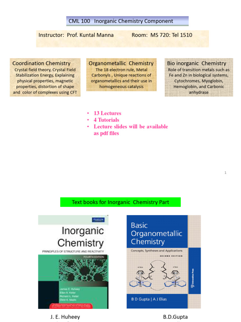 Inorg Lec 1 - 06 Feb 2024 | PDF | Coordination Complex | Atomic