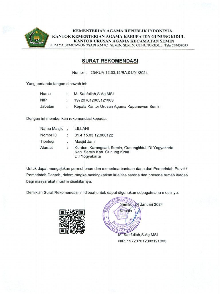 Surat Rekomendasi | PDF