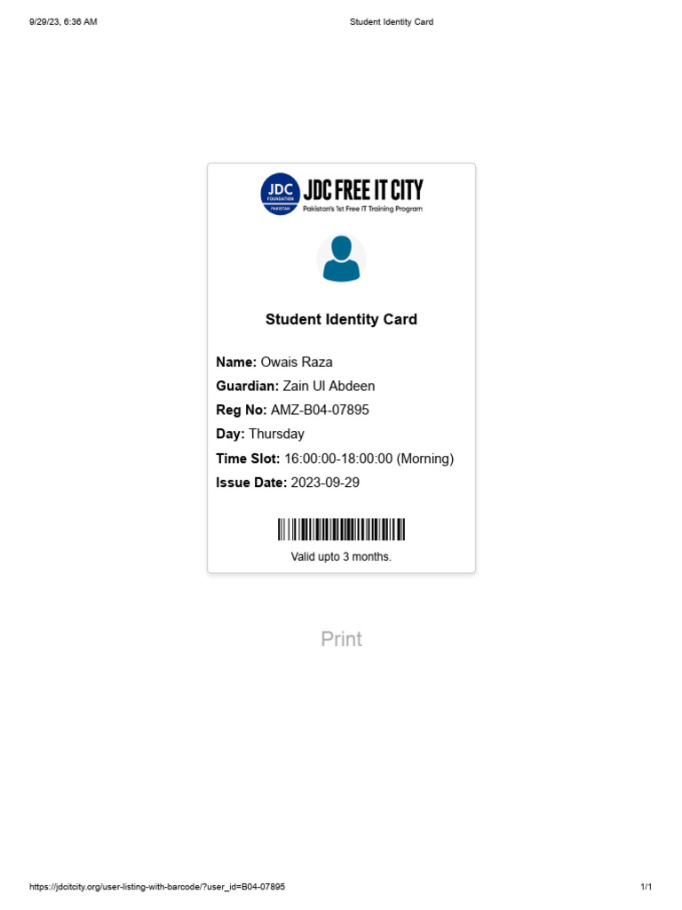 Student Identity Card Issuance | PDF