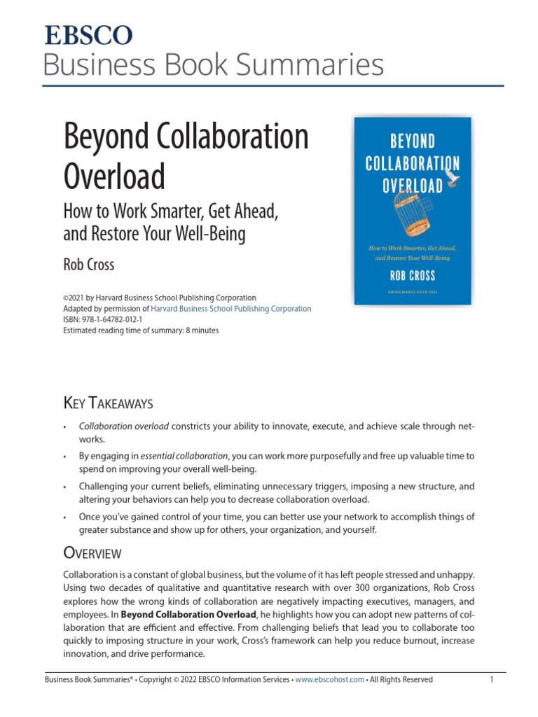 Beyond Collaboration Overload | PDF | Stress (Biology) | Psychological ...