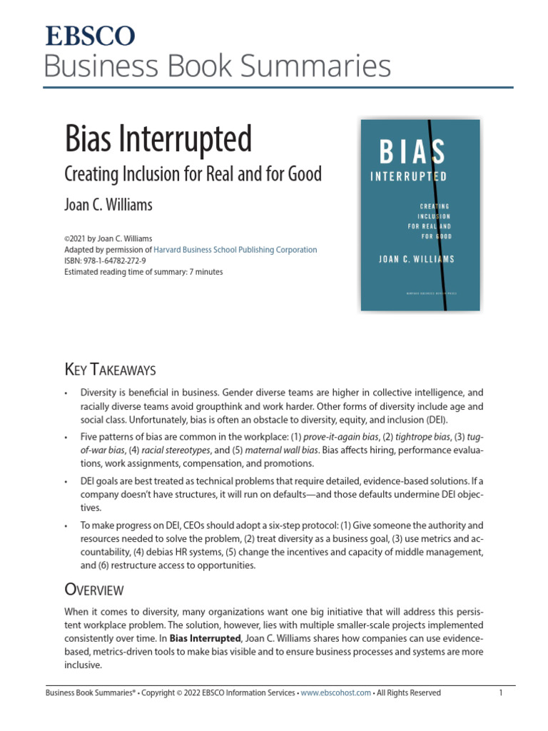 Bias Interrupted Pdf Bias Stereotypes