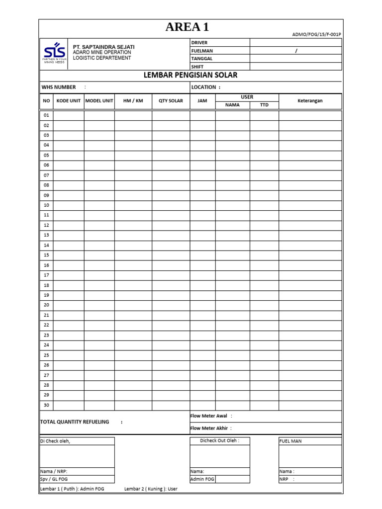 Form Logsheet Fuel New | PDF