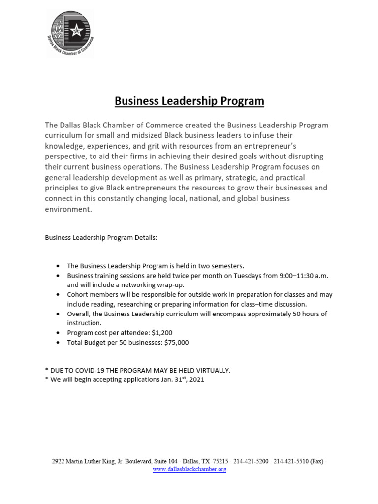 Business Leadership Program 2021 | PDF | Economies | Business