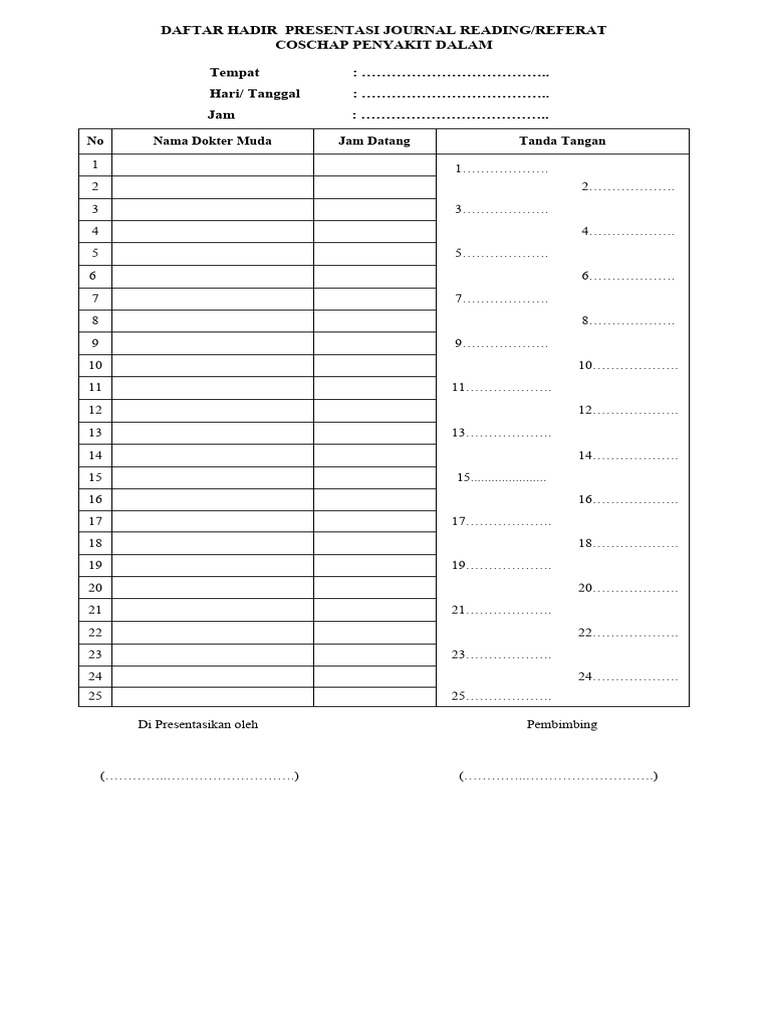 ABSENSI TUGAS ILMIAH Dan MR | PDF