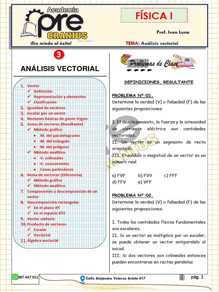 Analisis Vectorial | PDF | Vector Euclidiano | Escalar (Matemáticas)