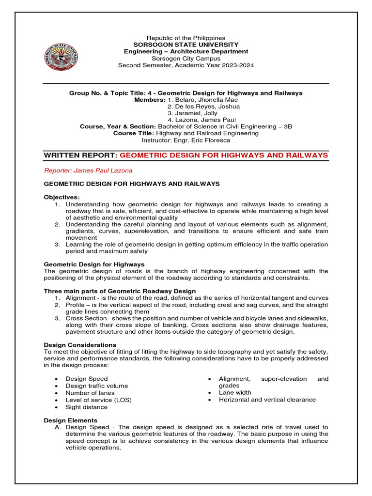 G4 Written Report HRE | PDF | Road | Lane