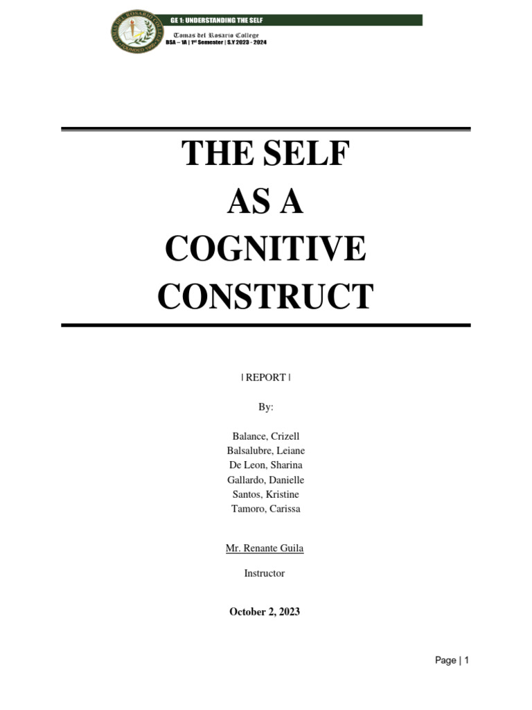 Understanding The Self - Group 3 | PDF | Self Esteem | Self Concept