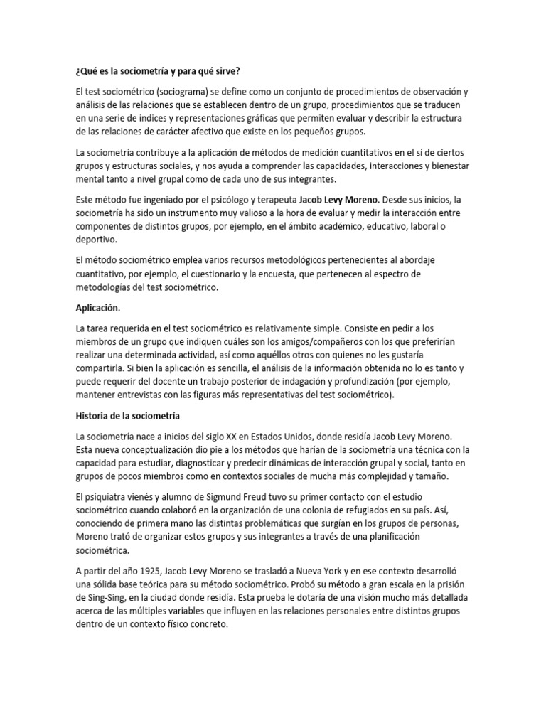 Qué Es La Sociometría y para Qué Sirve | PDF | Science | Sicología
