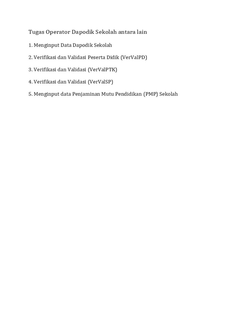 Tugas Operator Dapodik Sekolah | PDF