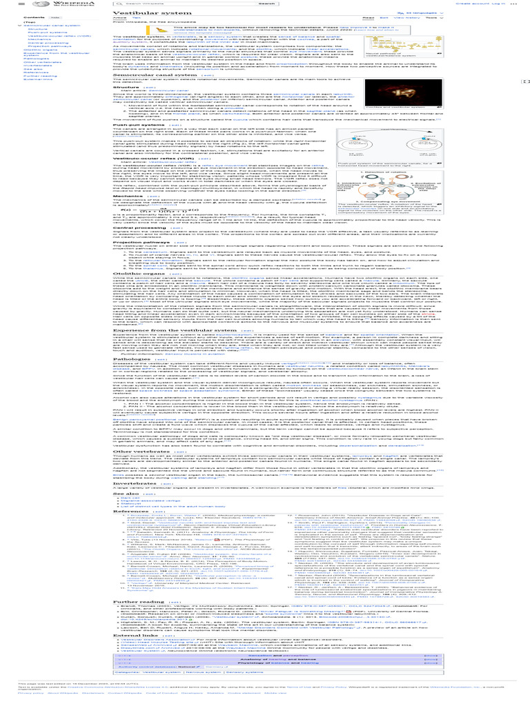 Vestibular System Wikipedia Pdf Vestibular System Human Anatomy