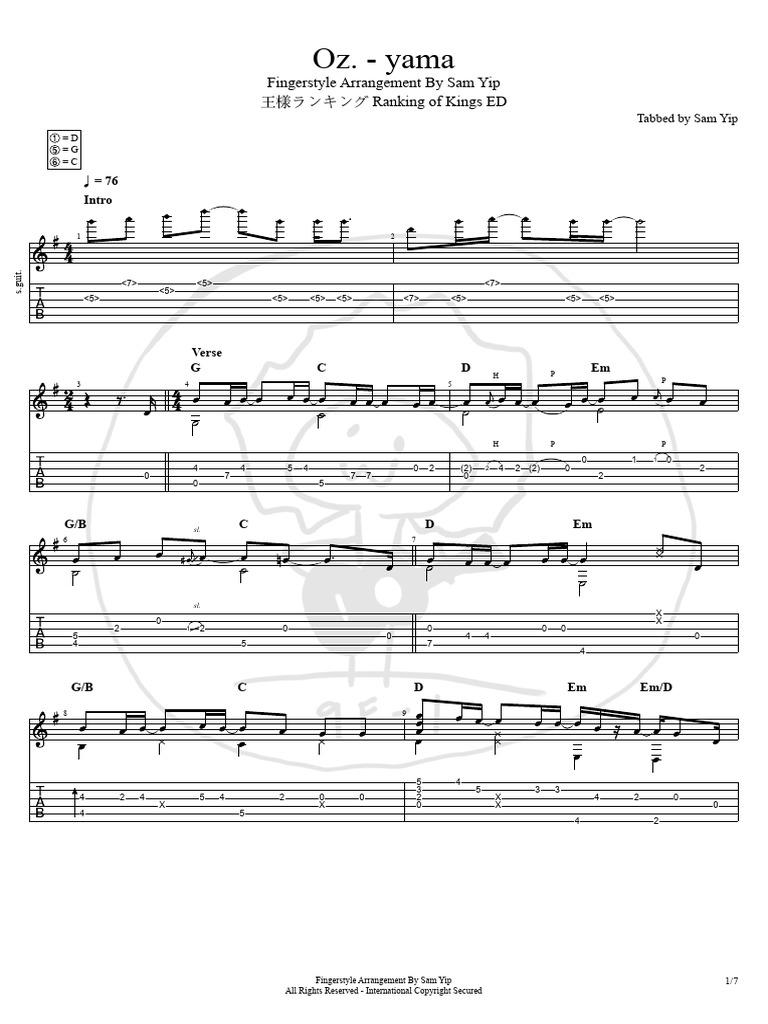 Oz. - Yama Fingerstyle Tab | PDF | Chordophones | String Instruments