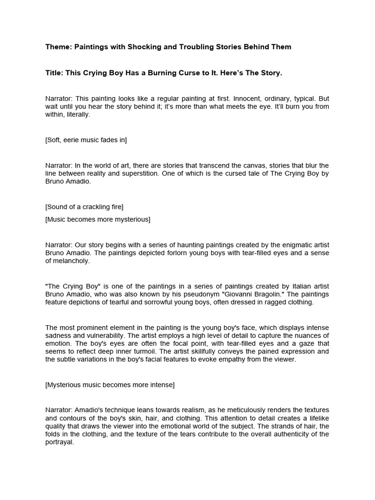 The Cursed Tale of The Crying Boy | PDF | Composition (Visual Arts ...