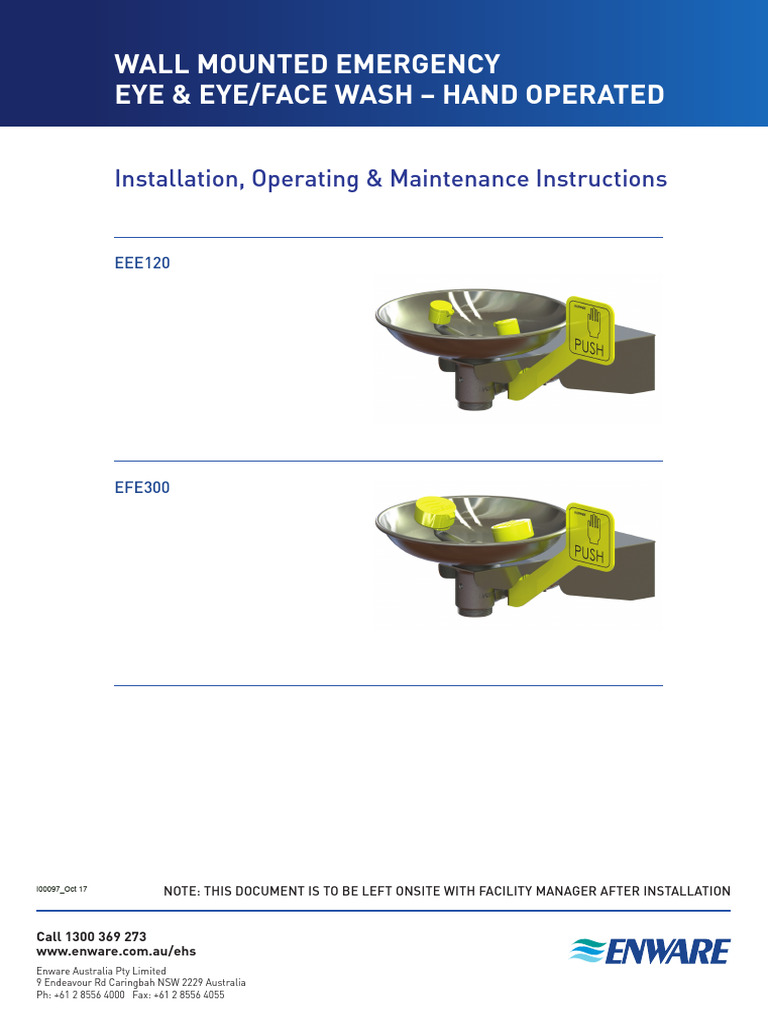 EEE120 EFE300 - WALL MOUNTED EYE EYE FACE WASH Installation ...