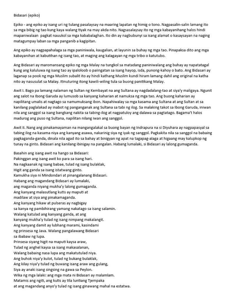 Buod NG Bidasari | PDF