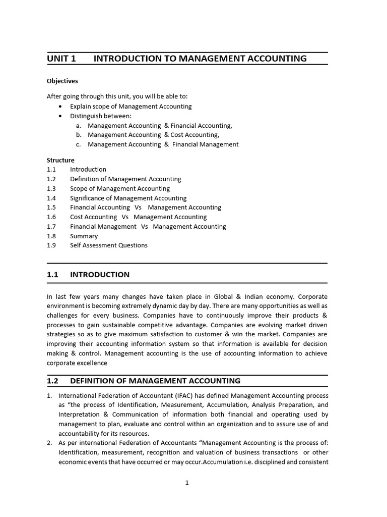 Management Accounting Unit 1 | PDF | Management Accounting | Accounting Management Accounting Unit 1 | PDF | Management Accounting | Accounting