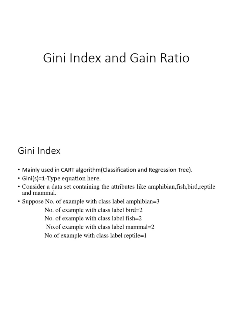 Gini Index and Gain Ratio | PDF