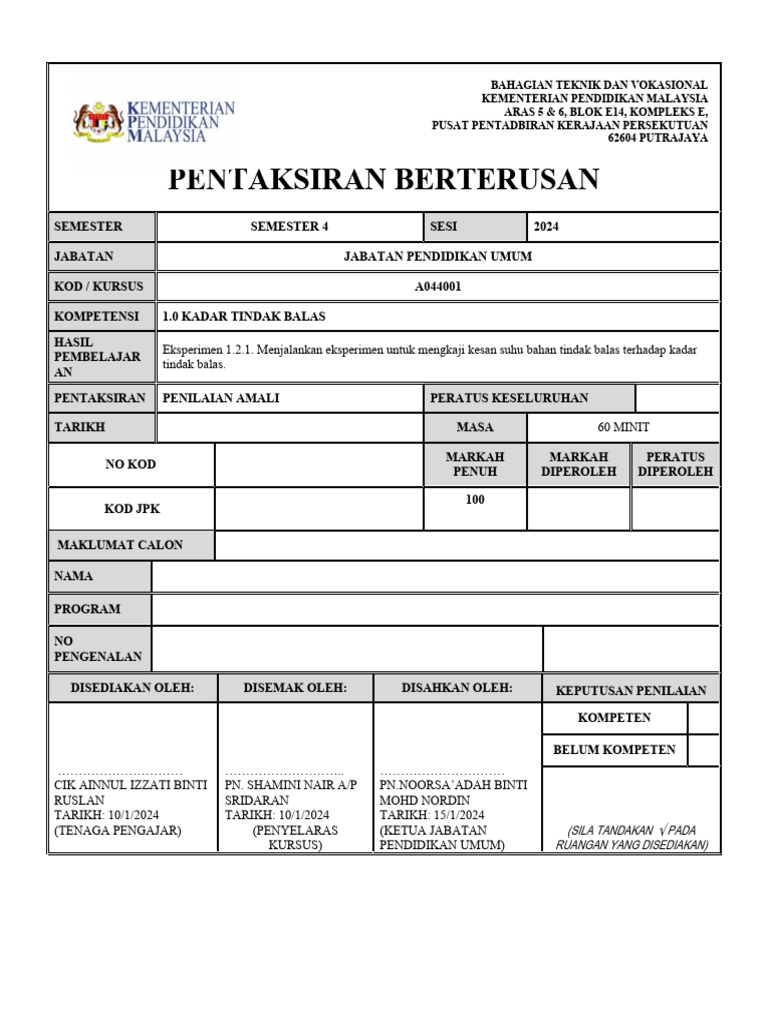 Arahan Amali KTB Suhu | PDF