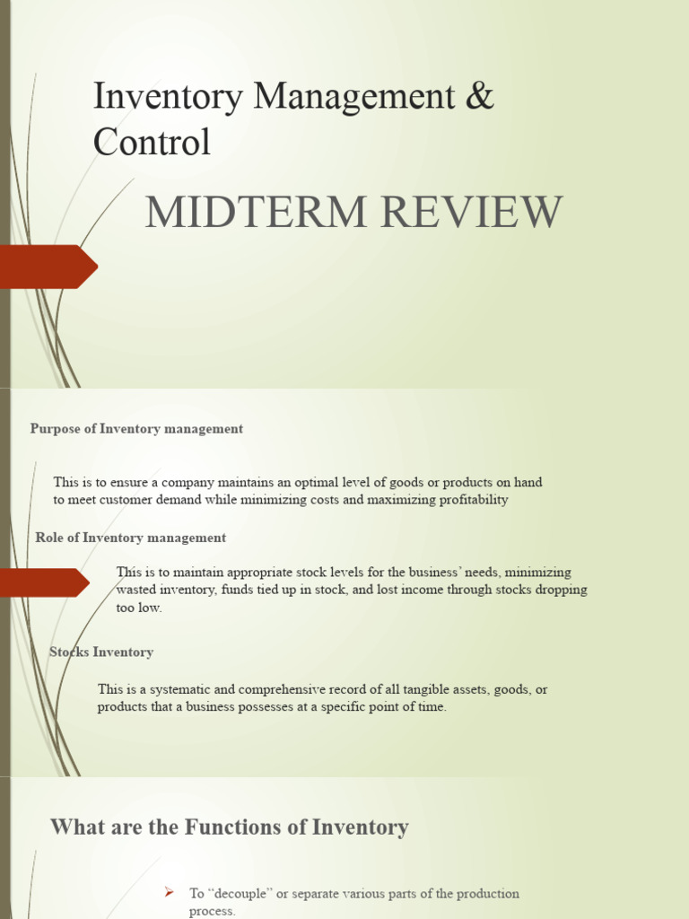 Inventory Management Control Reviewer | PDF | Inventory | Cost