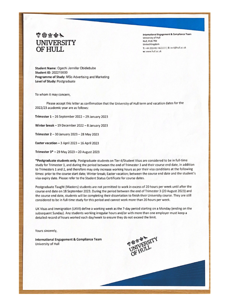 Term Time Letter | PDF