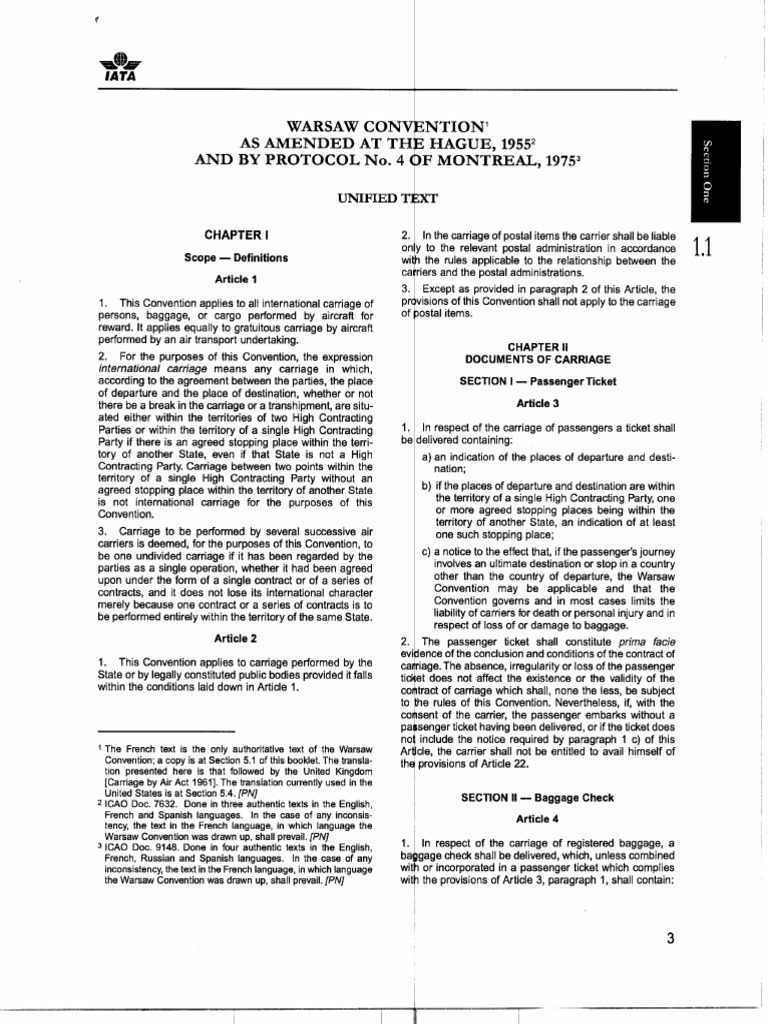 IATA Warsaw Convention | PDF