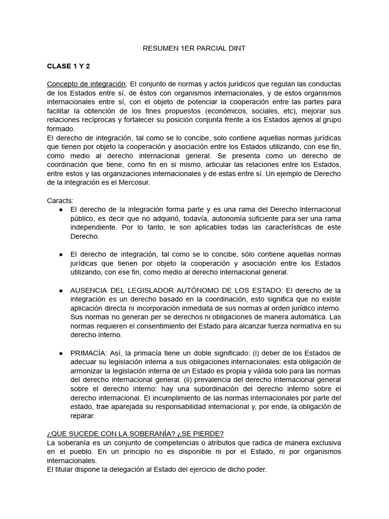 Resumen 1er Parcial Dint | PDF | Comunidad andina | Ley de la Unión Europea