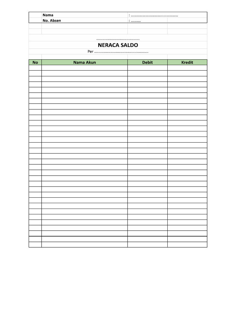 Form Neraca Saldo PD | PDF