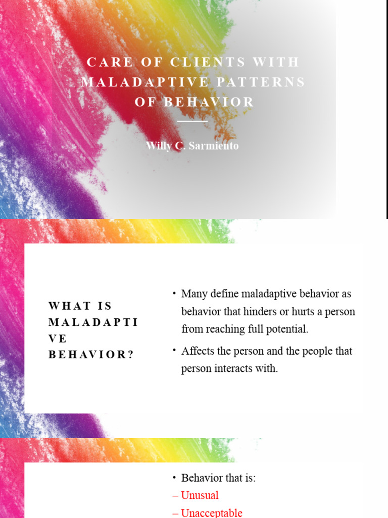 Care of Clients With Maladaptive Patterns of Behavior 01232023 | PDF