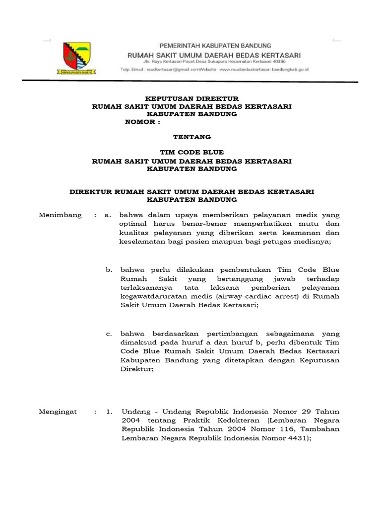 Tim Code Blue RSUD Bedas Kertasari | PDF