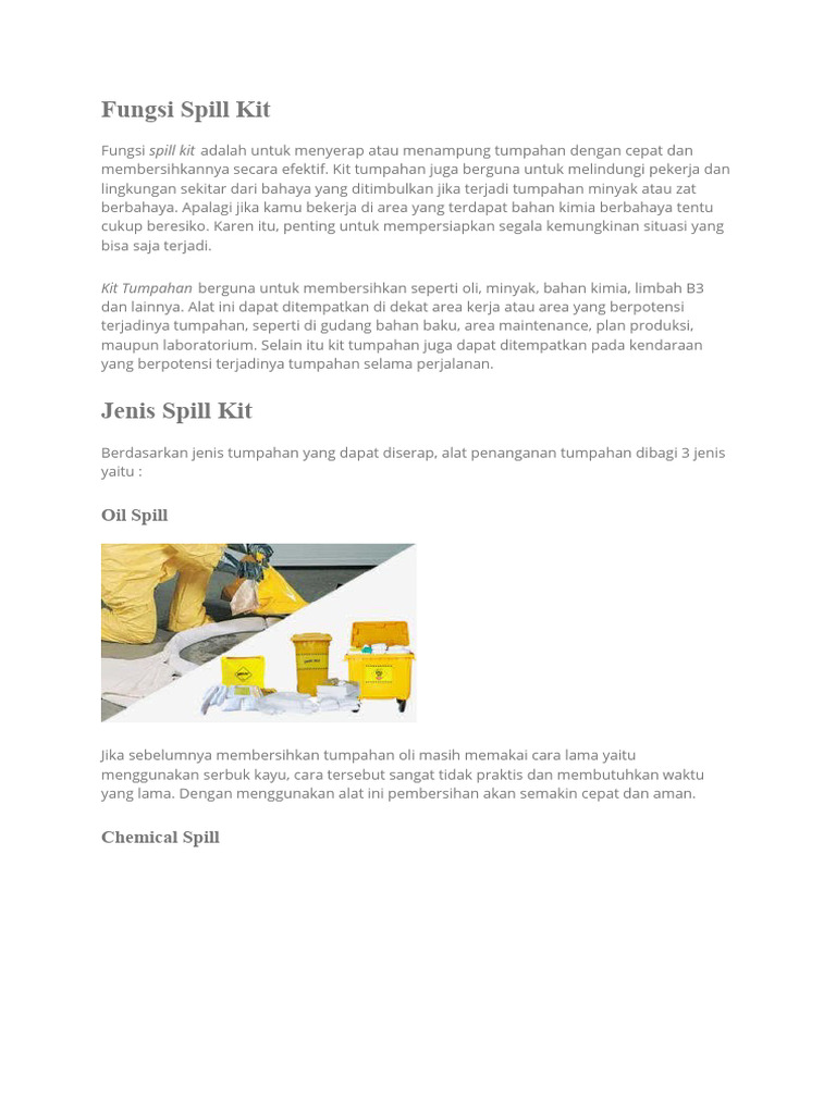 Fungsi Spill Kit | PDF