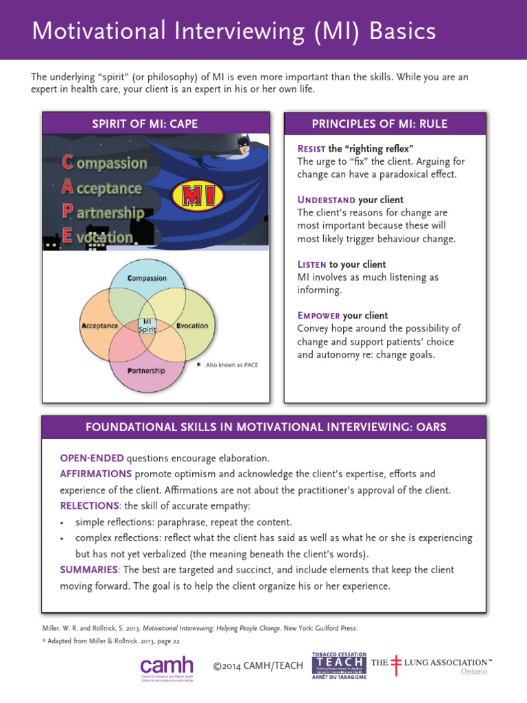 MI Cheat Sheet | PDF | Behavior Modification | Cognitive Science