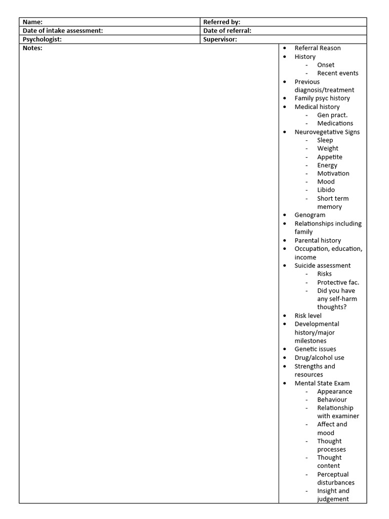 Intake Forms | PDF | Causes Of Death | Diseases And Disorders