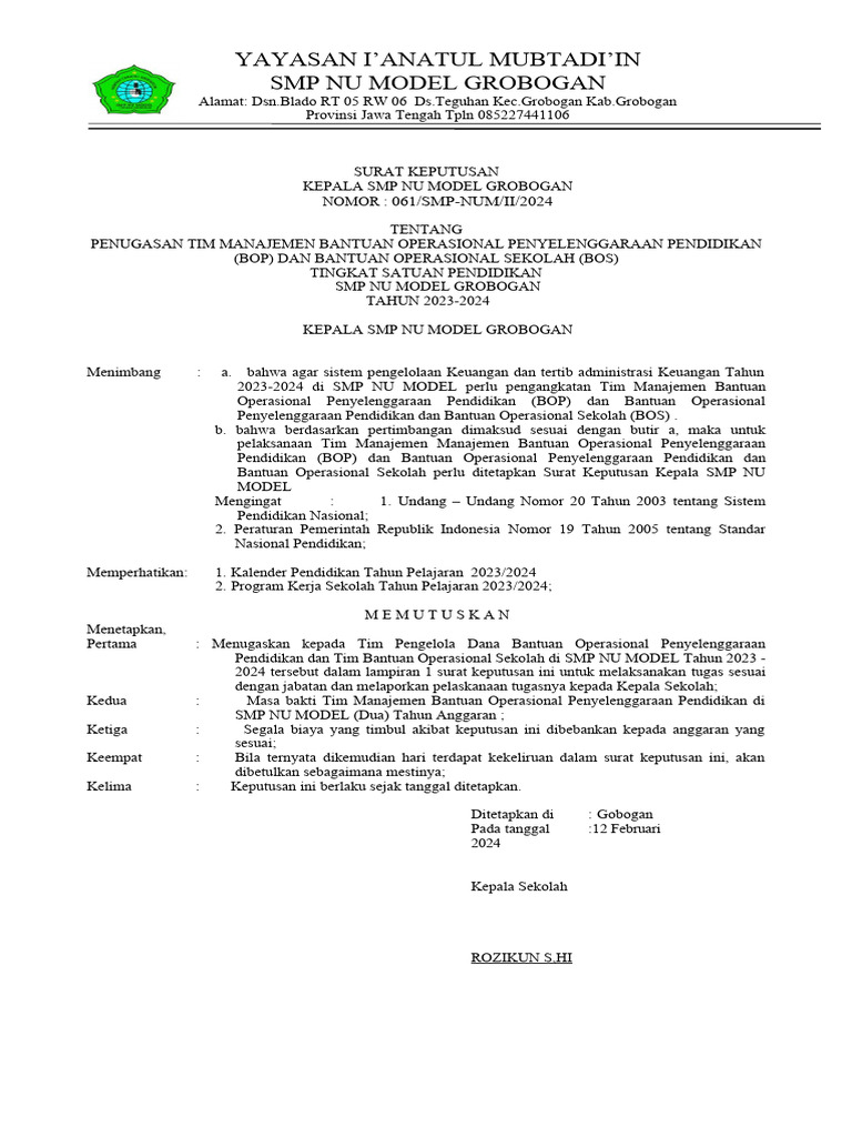 SK Bendahara Bos Dan Bop 2021 2022 | PDF