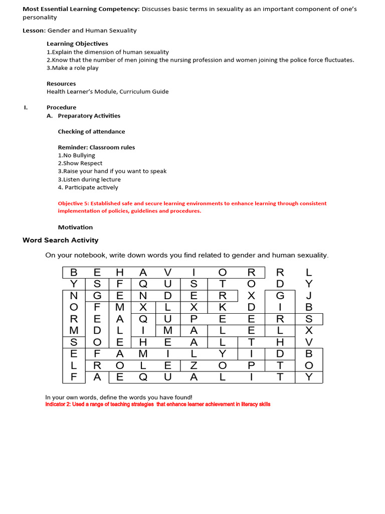 Grade 8 Gender and Sexuality Lesson Plan | PDF | Gender Studies | Gender