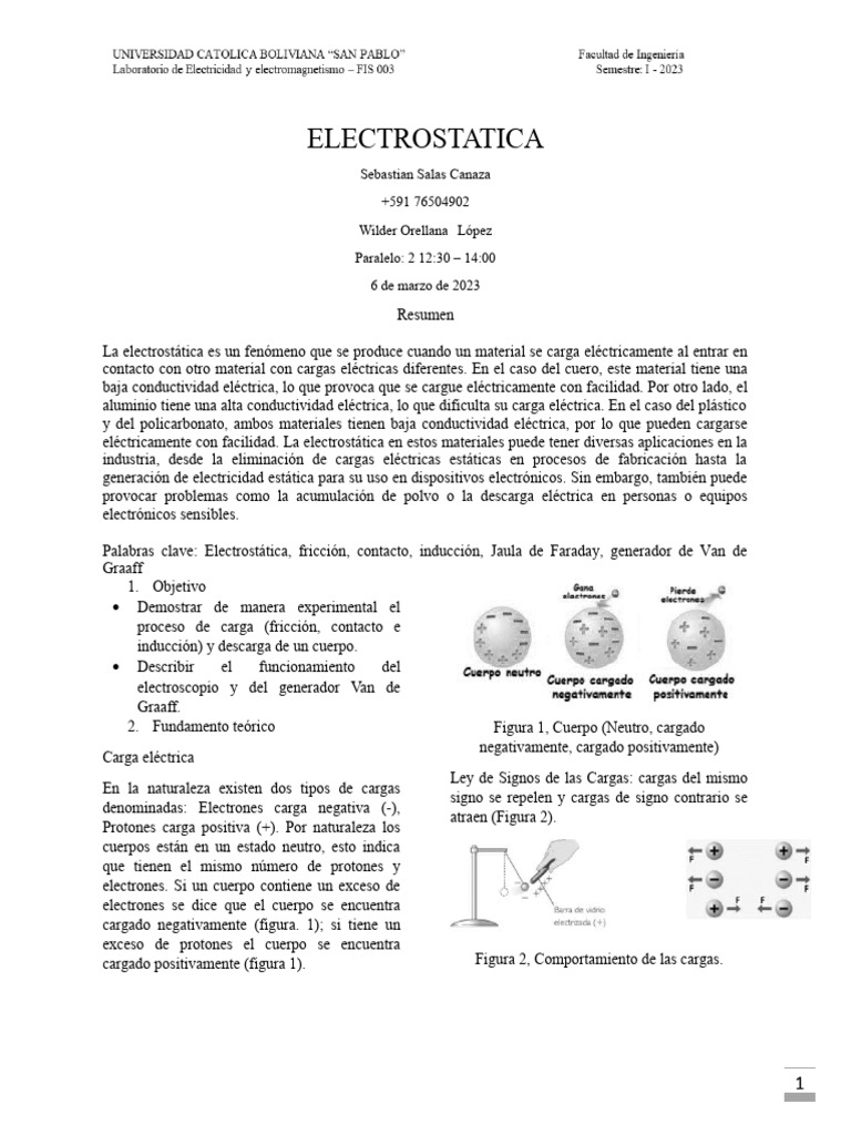 ELECTROSTATICA | PDF | Carga eléctrica | Electricidad