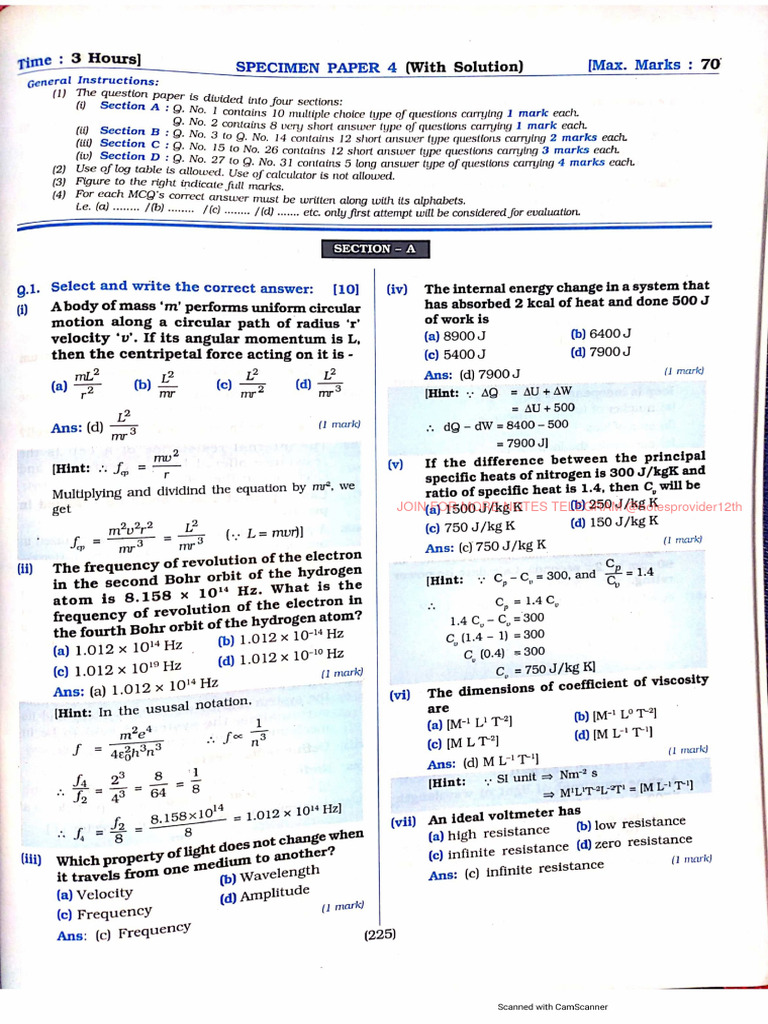 Physics Uttam Paper Sol | PDF