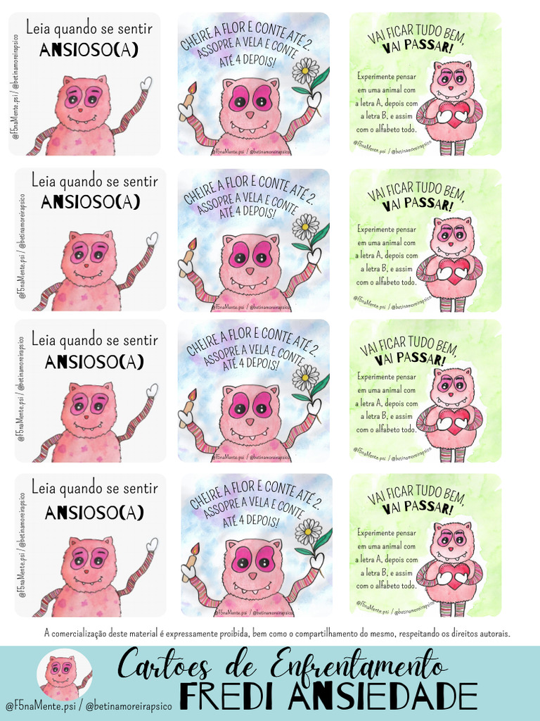 7-Cartões de Enfrentamento Fredi Ansiedade | PDF