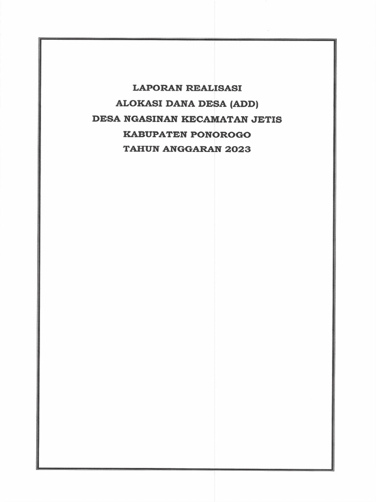 Ngasinan - Lap. Realisasi Add Ta. 2023 | PDF