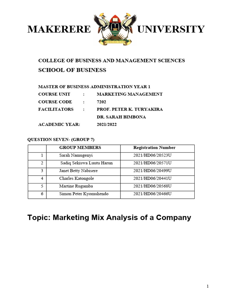 Group 7 Course Work Mkting Mix | PDF | Marketing | Sales