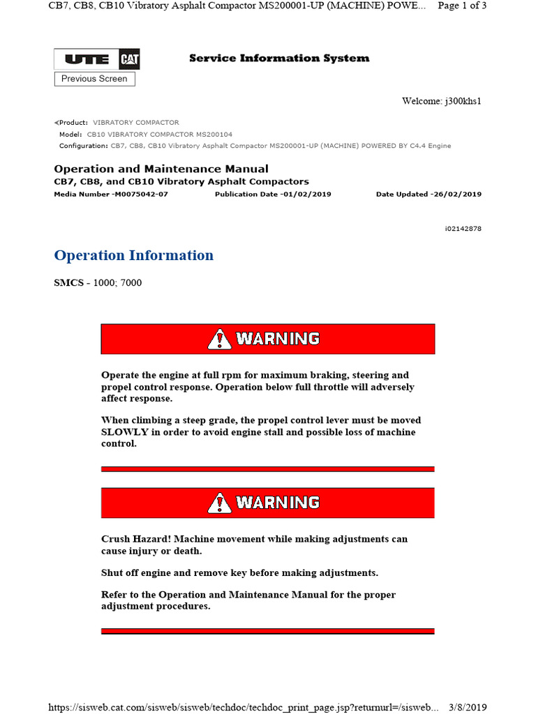 CAT CB 10 Vibratory Roller Monitor System | PDF | Machines | Vehicles