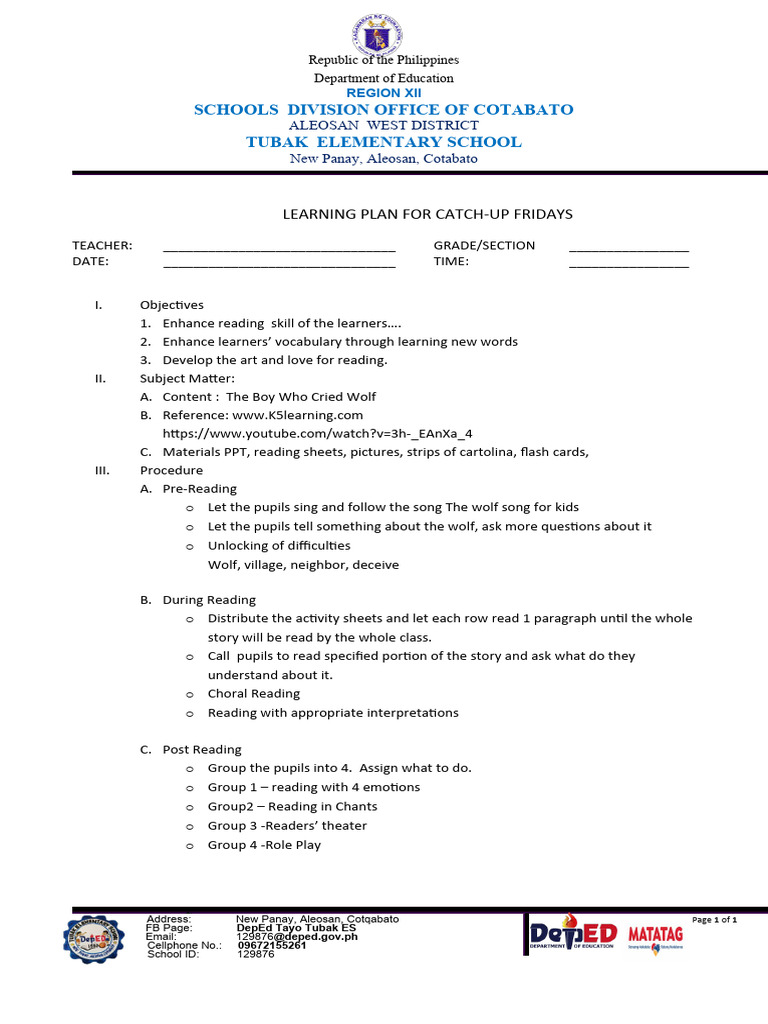 CATCH UP - LP - GR4 - The Boy Who Cried Wolf | Download Free PDF | Learning | Behavior Modification