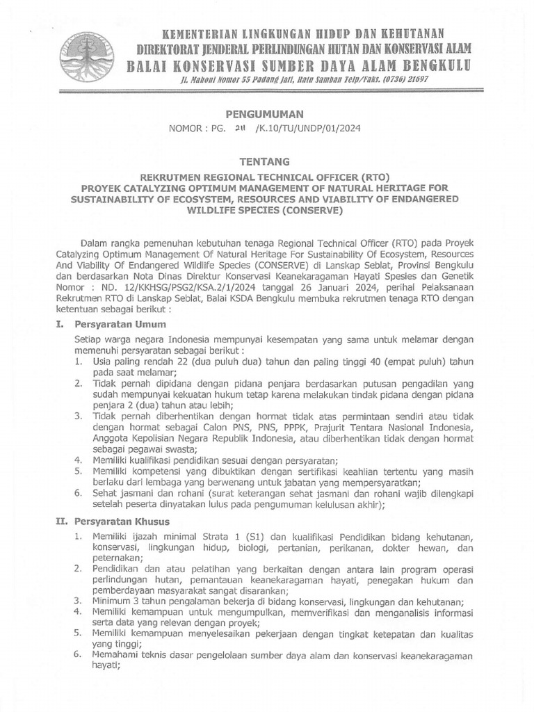 PG.211 Pengumuman Regional Technical Officer (RTO) CAP | PDF