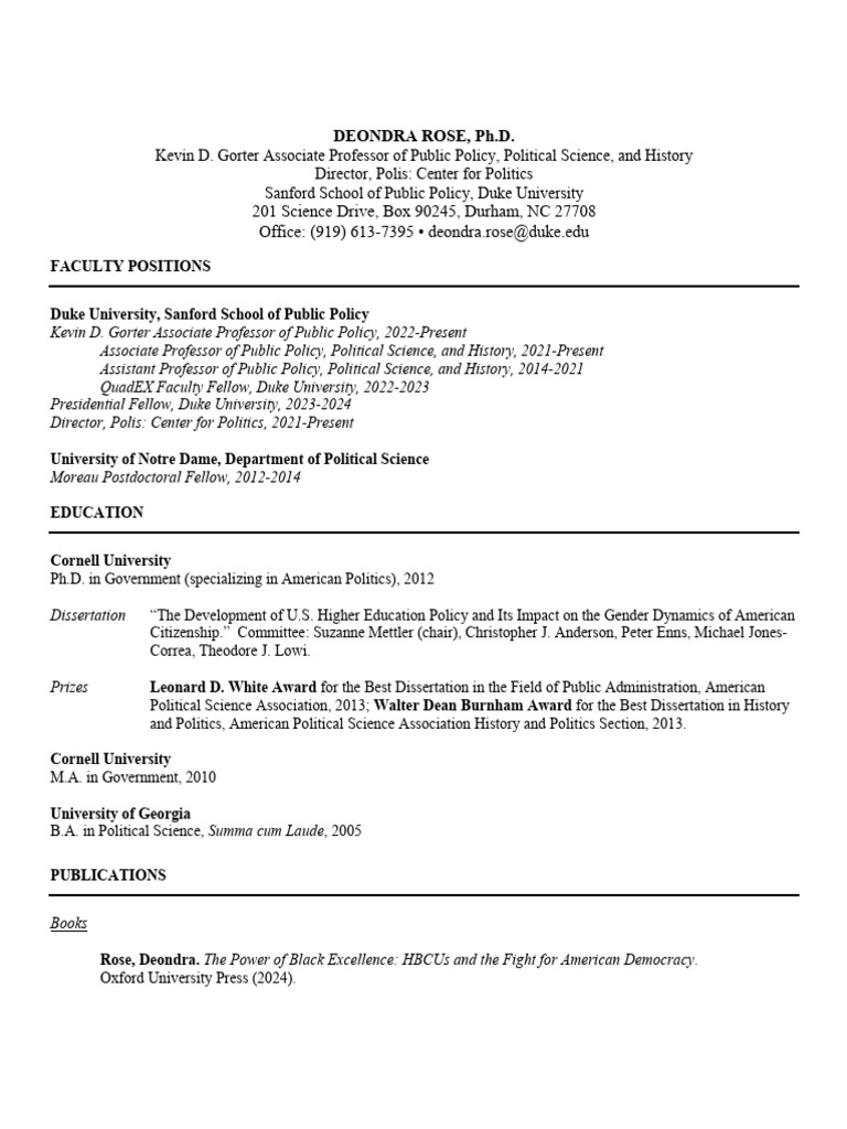 Rose-Cv February 2024 | PDF | Title Ix | Political Science