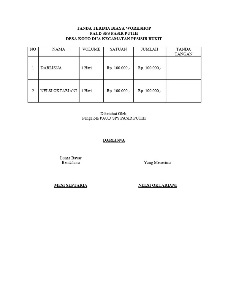 Tanda Terima Jasa | PDF