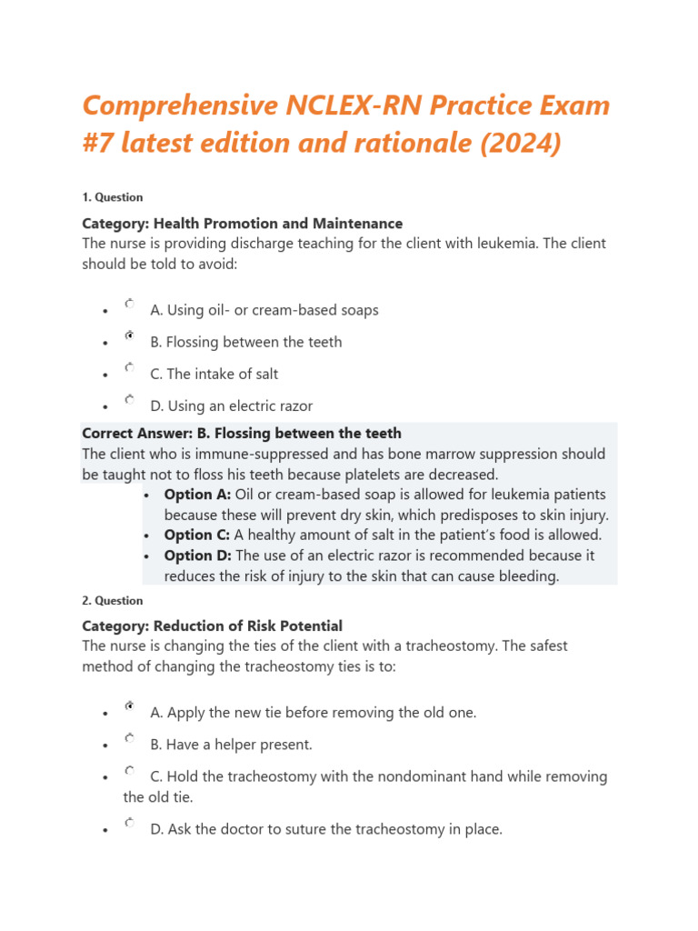 NCLEX-RN Practice Exam Guide | PDF