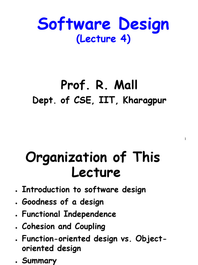 Software Design (Lecture 4) | PDF | Object (Computer Science) | Object Oriented Programming