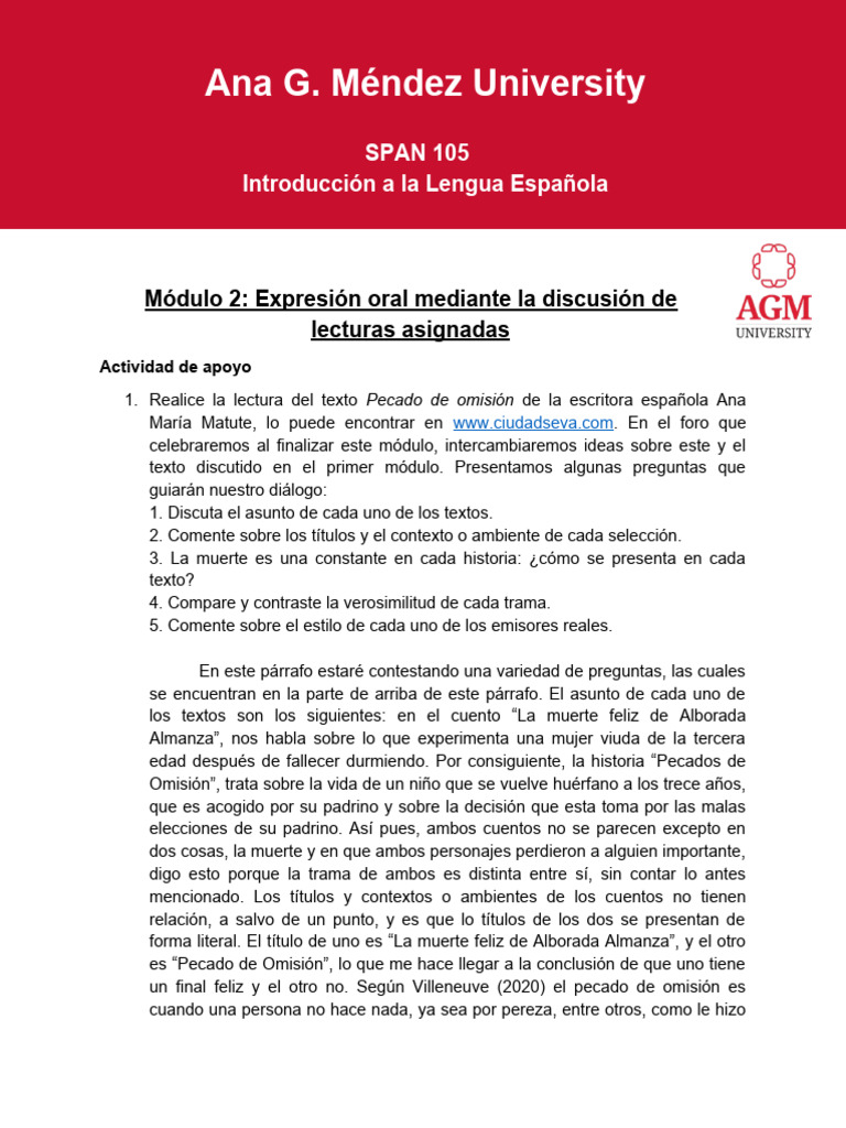 SPAN105 - M2 - Tarea 2-1 | PDF