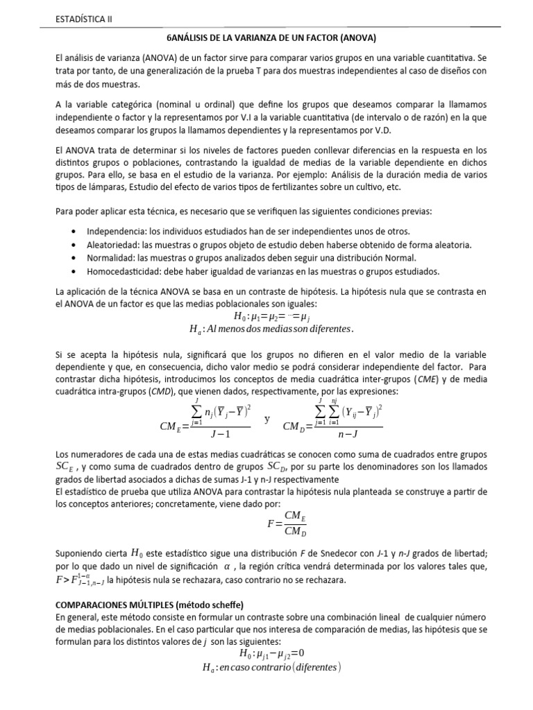 Analisis de La Varianza de Un Factor | PDF | Análisis de variación | Observación
